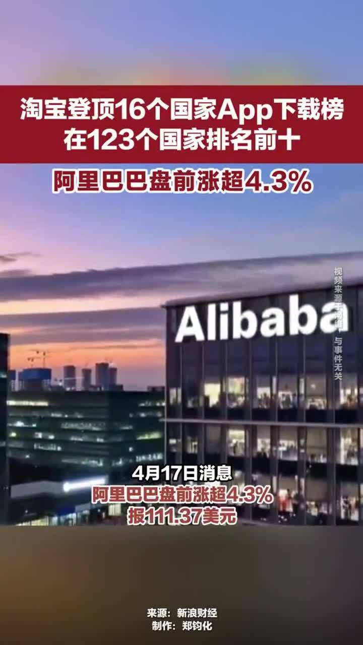 淘宝登顶16国App下载榜,在123个国家排名前十