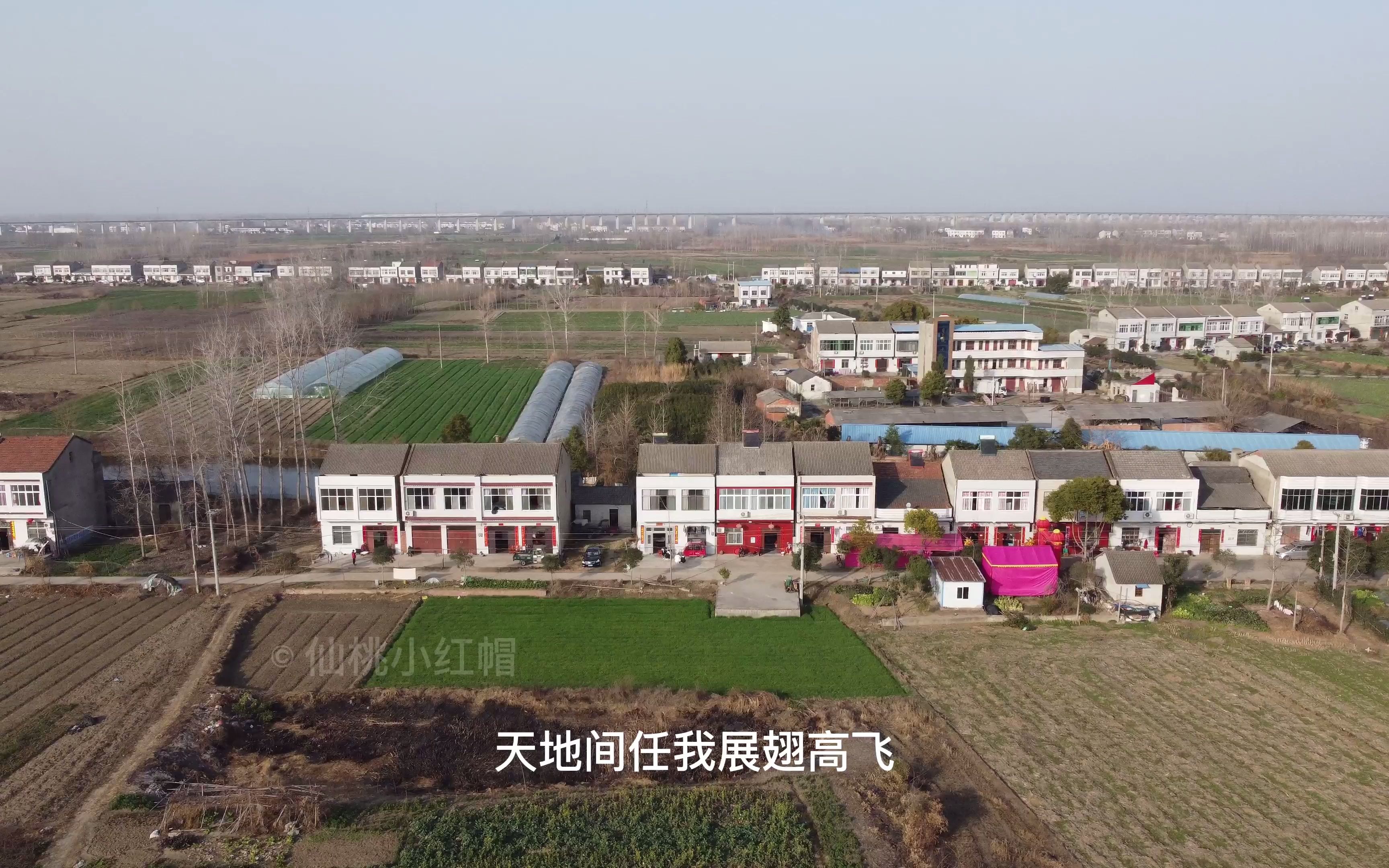 航拍仙桃乡村之三伏潭镇月堤村,户籍统计501户,距离汉江堤很近