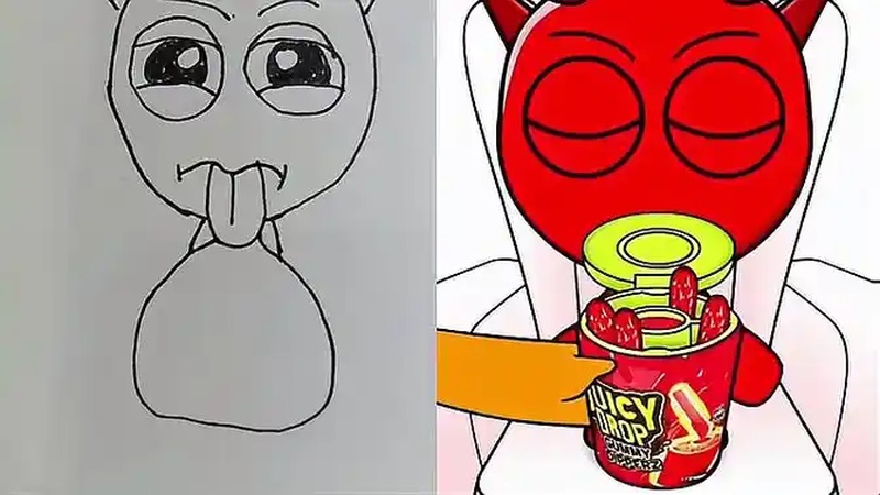 简笔画:节奏盒子吃美食