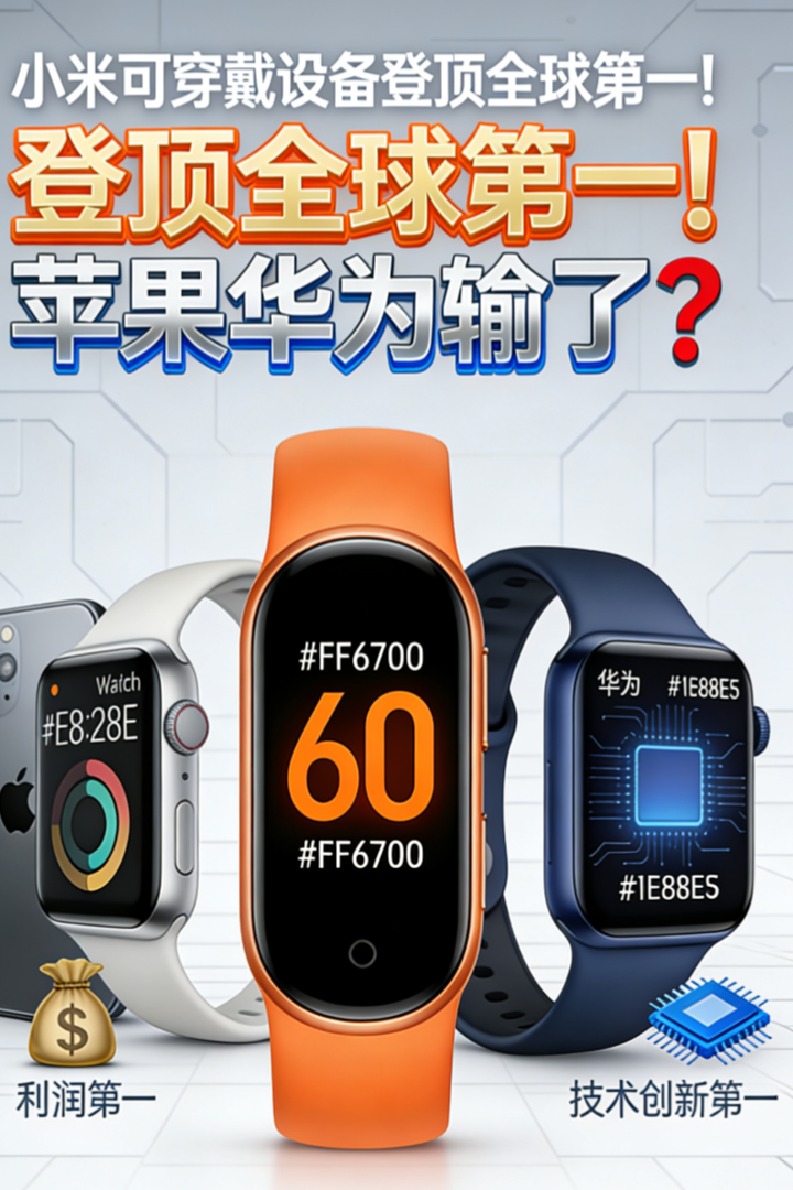 小米可穿戴设备登顶全球第一!苹果华为输了?