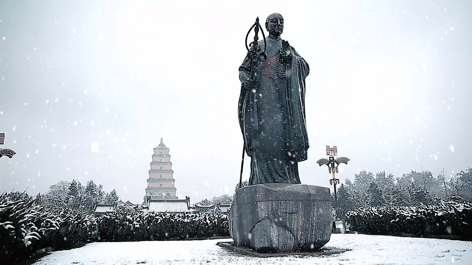 西安的第一场瑞雪,愿雪落长安,长安长安!#西安 #西安下雪了 #雪景 #.