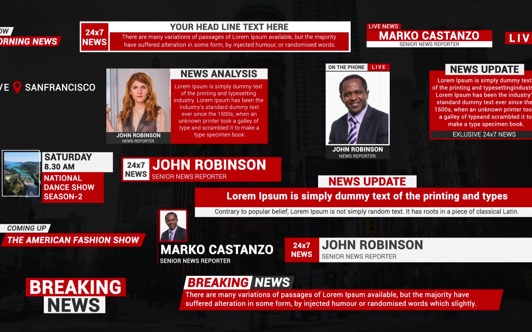 AE模板-新闻文字标题模板直播字幕条头衔引用