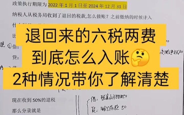 会计实操丨退回来的六税两费减免税款到底应该怎么入账丨零基础学会计