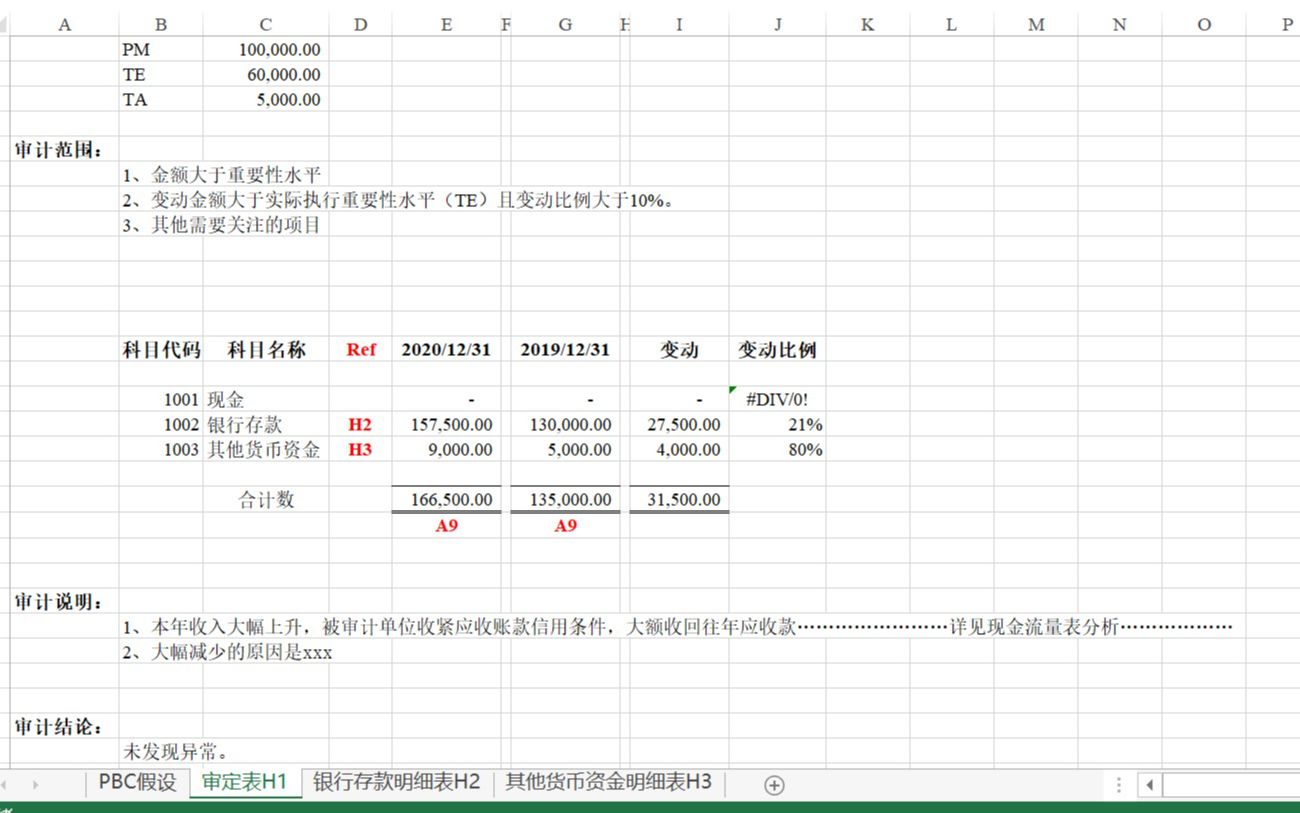 【无中生有】审计底稿-货币资金2