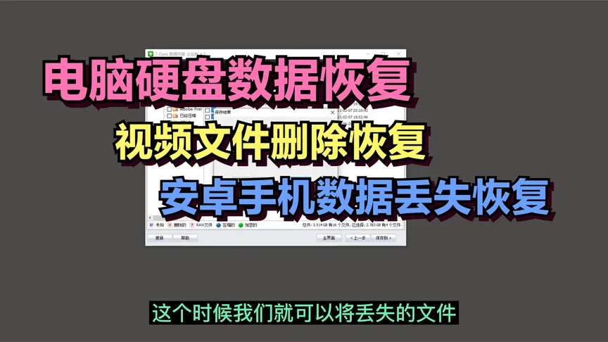 电脑硬盘数据恢复,视频文件恢复,不会的看看我操作步骤