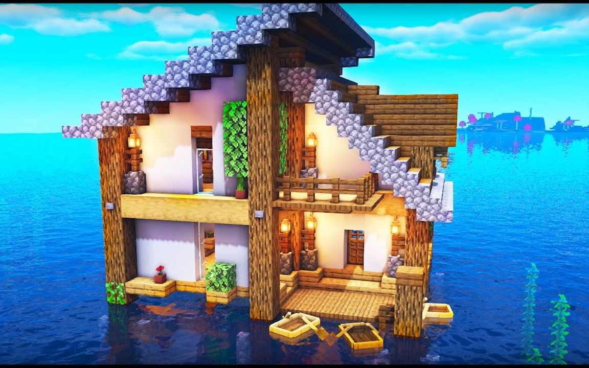 【建筑教程】带你建造一个水上小屋!