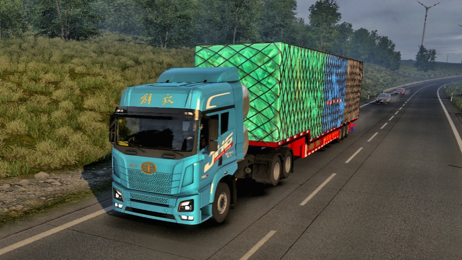 【欧洲卡车模拟2】国产一汽解放JH6运输大板货物