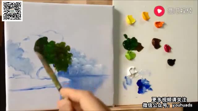 新手如何用油画绘制树木和灌木丛 油画视频教程 油画自学成人油画