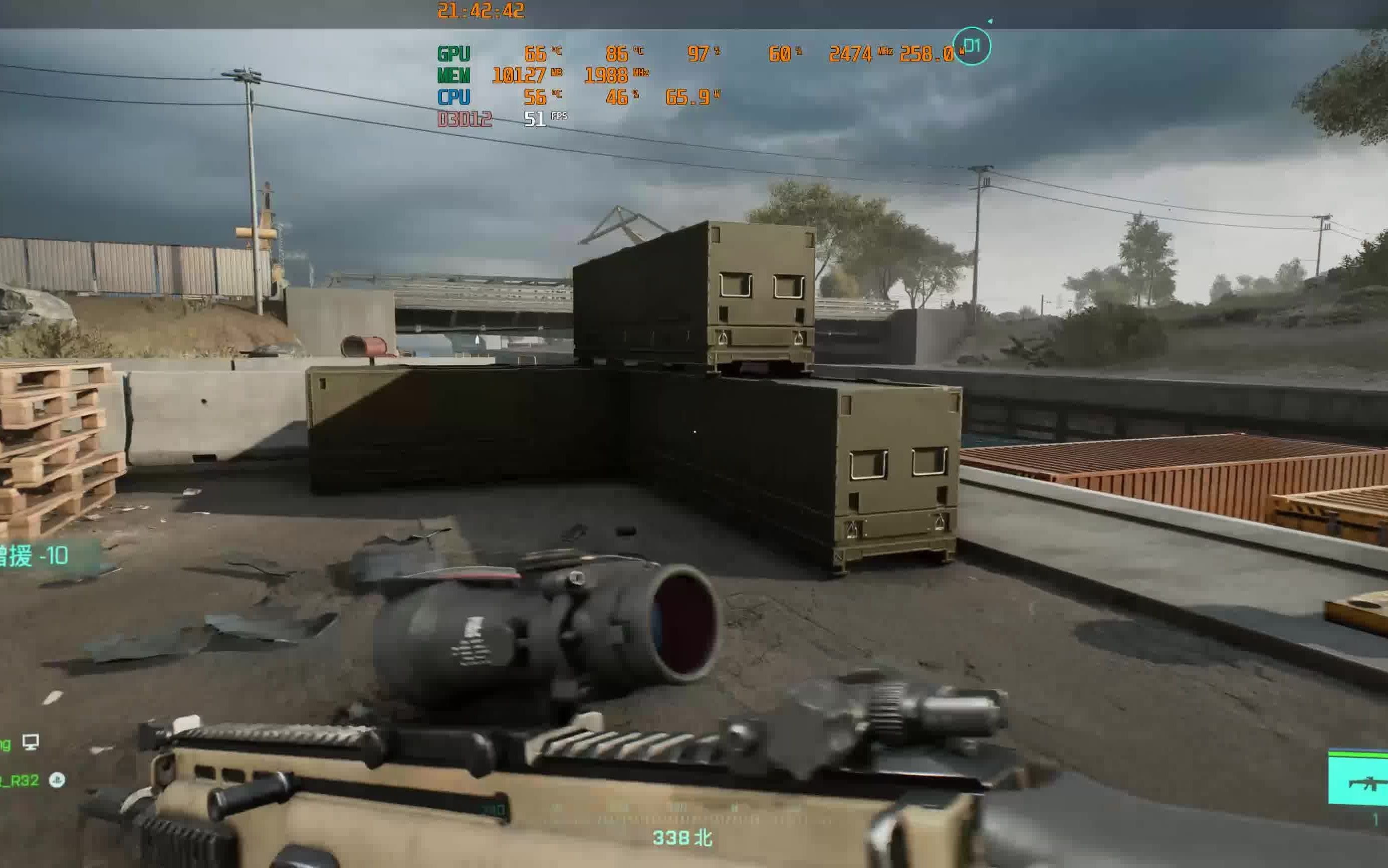 AMD RX6900XT 挑战5K(5120x2160)战地2042(全开+关闭光追)场景1