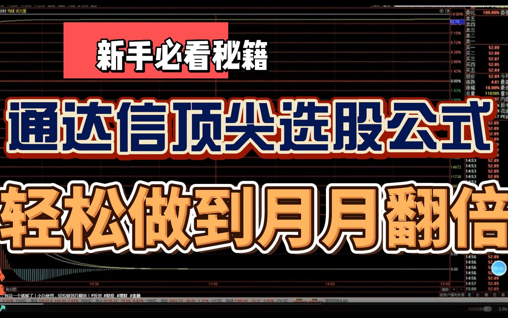 通达信最好用的20个选股公式之一:轻松抓涨停,做到月翻倍超60% !