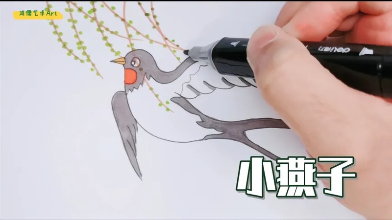 亲子简笔画教程:可爱的小燕子