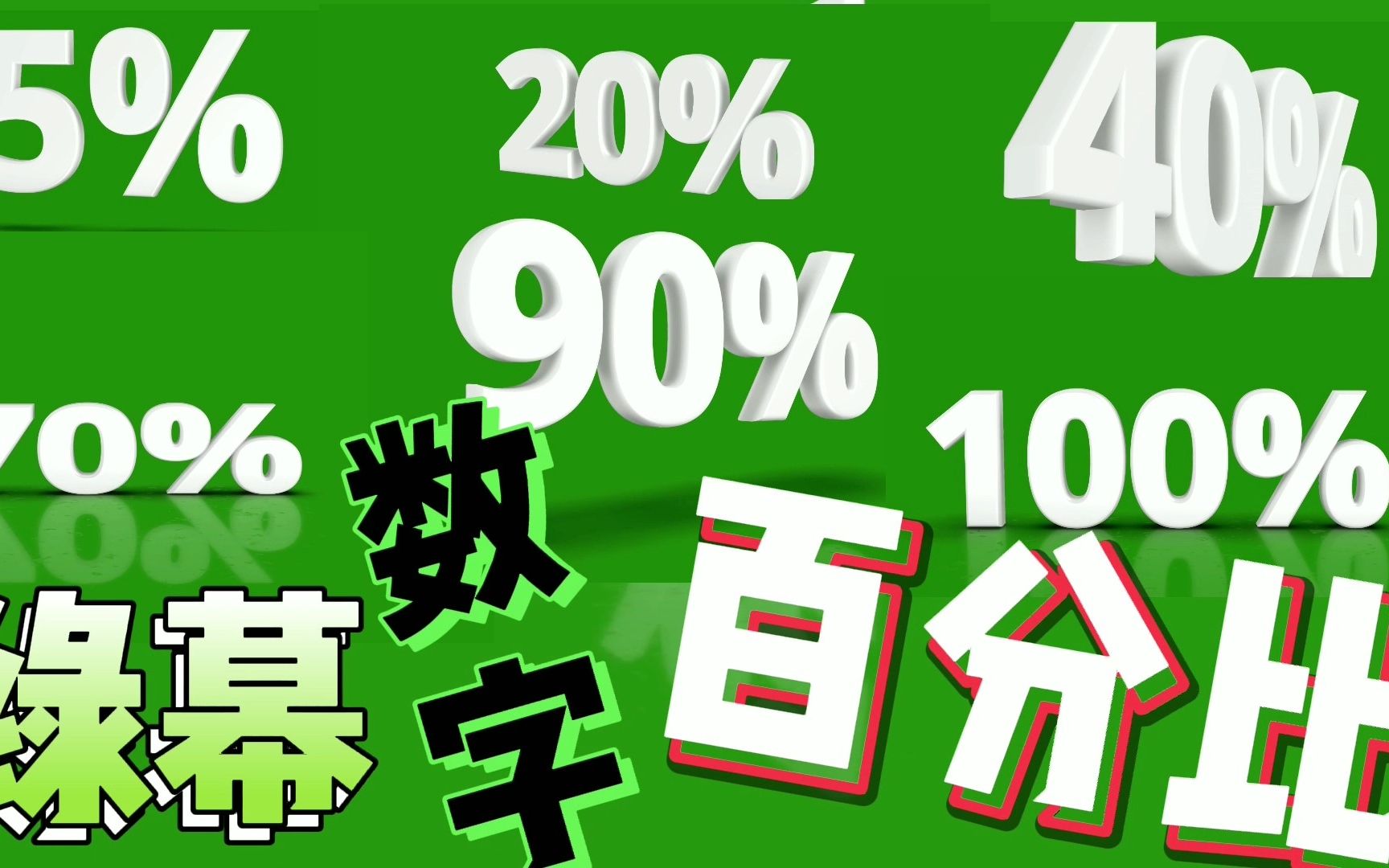 绿幕素材!百分比数字%素材特效,绿布绿色背景绿屏素材,视频影视剪辑...