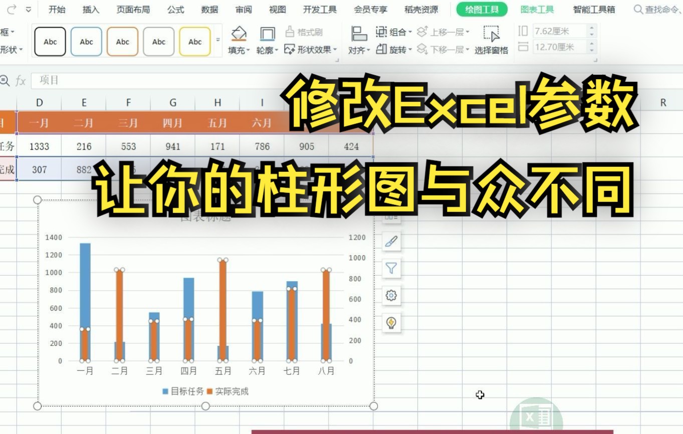 巧妙修改Excel柱形图参数,让你的数据对比柱形图与众不同,收藏