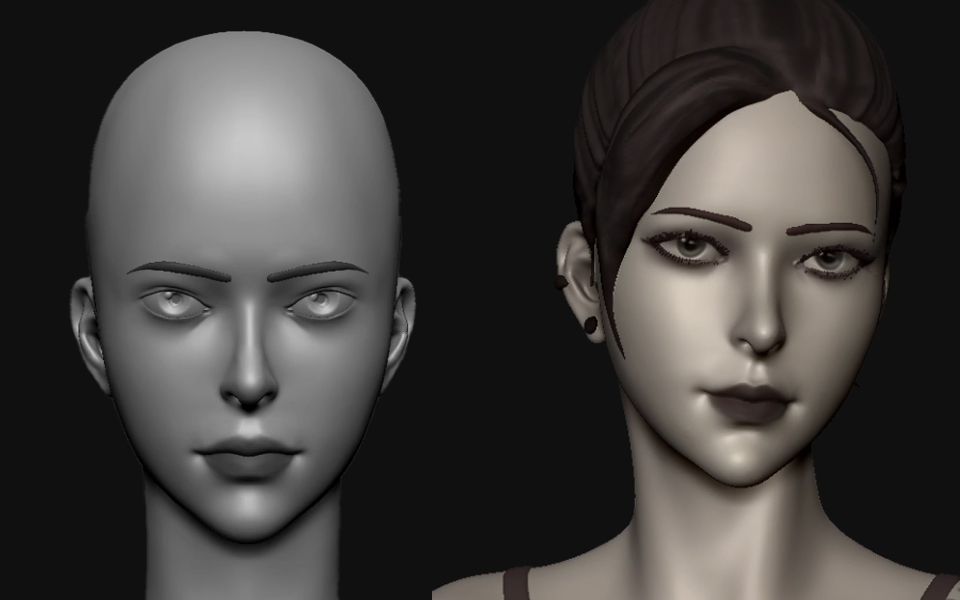 【zbrush角色建模】女性人物,骨点,三庭五眼,雕刻技巧