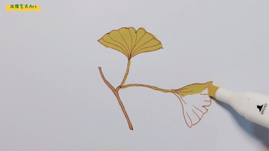 银杏叶的简笔画法,漂亮又治愈