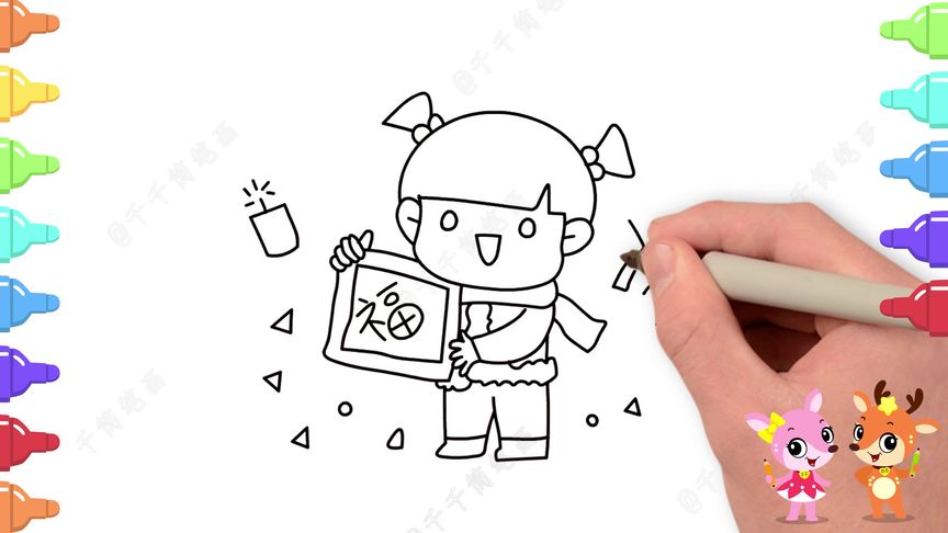 鼠年春节简笔画,三分钟教孩子画出新年主题简笔画,老师推荐