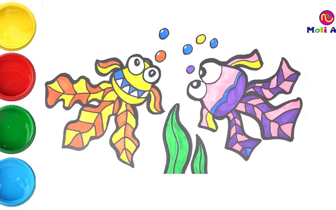 简笔画两条鱼简笔画图片大全儿童画幼乐园画画作业简笔画学英语