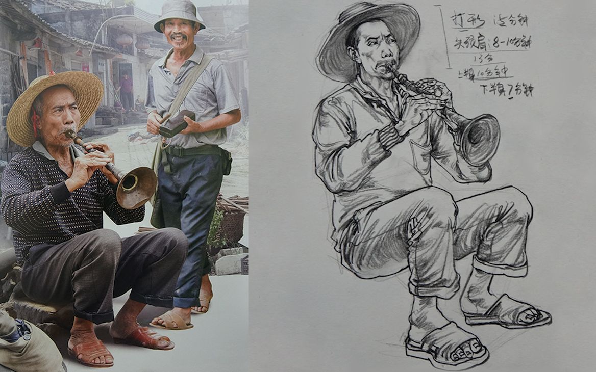 【速写】坐姿速写人物的分析与正确画法