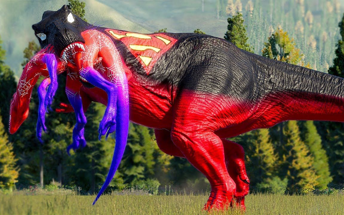 黑暗超人霸王龙 vs 超人霸王龙 vs 毒液霸王龙 - 侏罗纪世界:进化2 mod