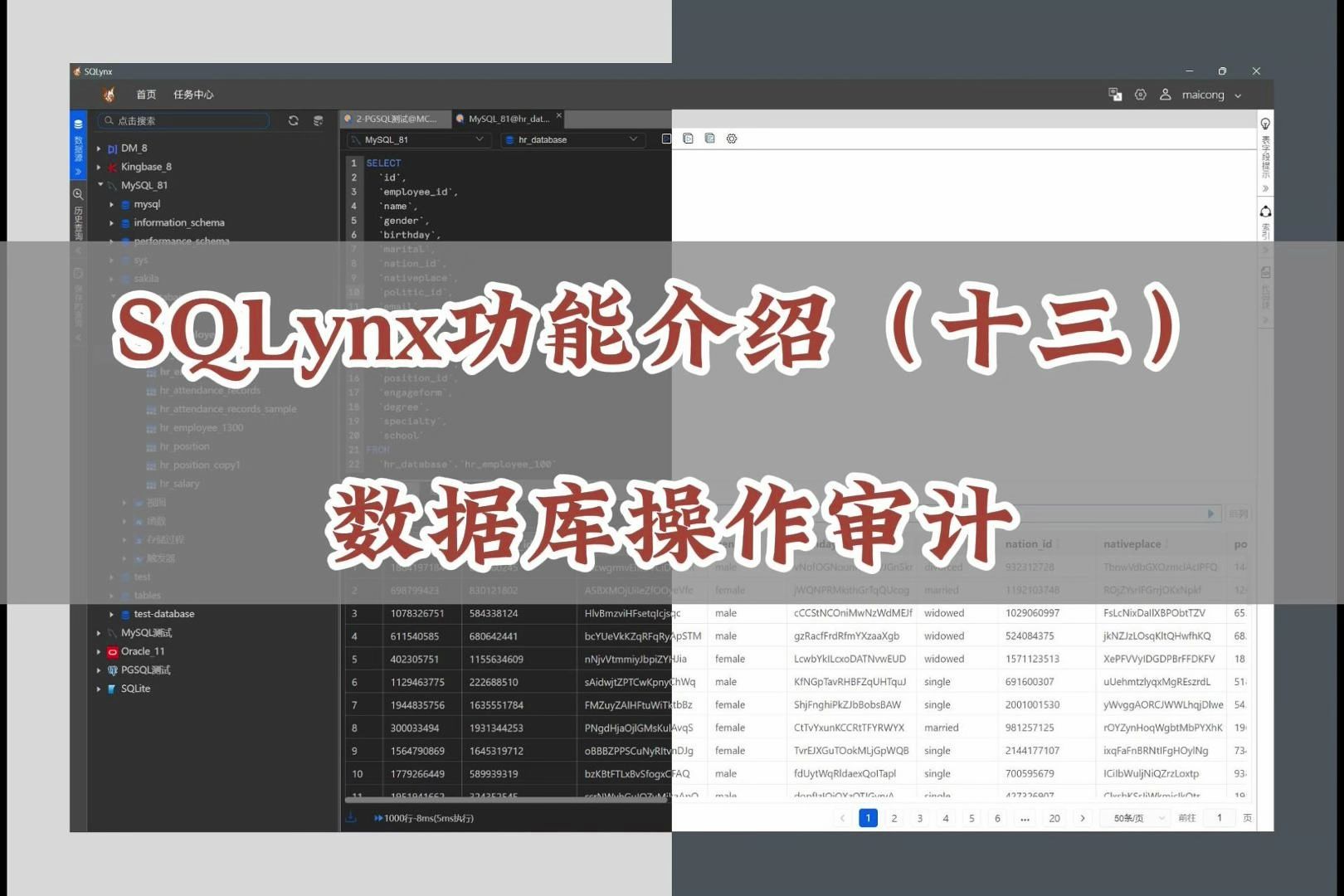 正版免费SQL工具 | 功能介绍(十三)SQLynx数据库操作审计