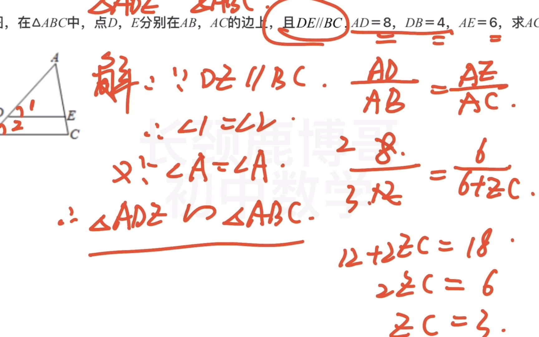 初中数学,相似三角形的对应边怎么求解?这样做更简单