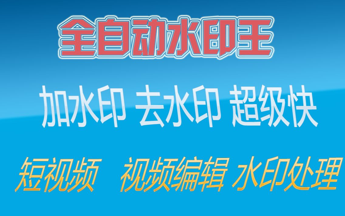 全自动水印王加水印去水印速度超级快-2021新版水印处理软件,短视频...