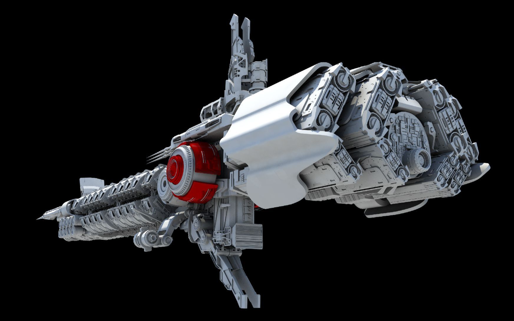 【3Dmax建模】次时代硬表面星际航母模型制作,细节卡线全在教程...