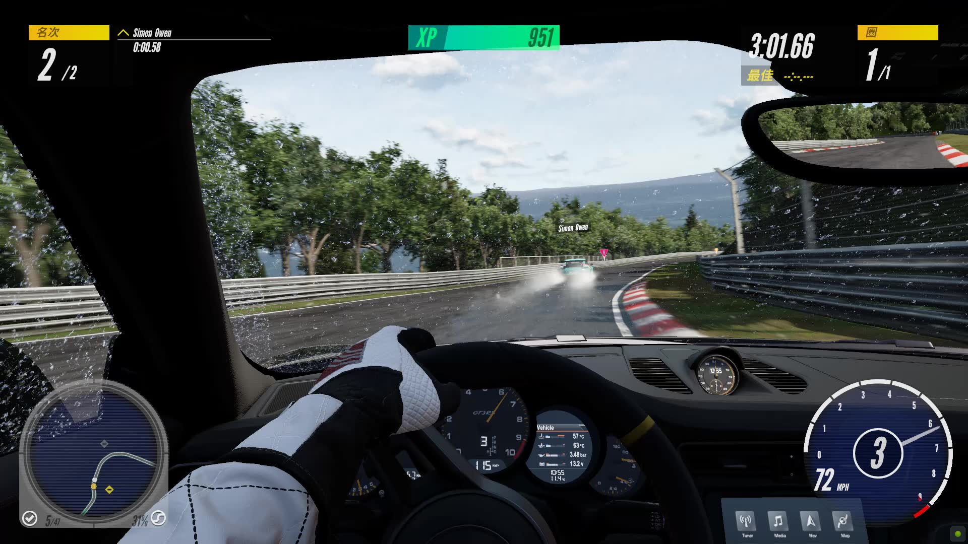 Project CARS 3 911GT3RS纽北试跑两个车一直在追逐 最后一个弯道...