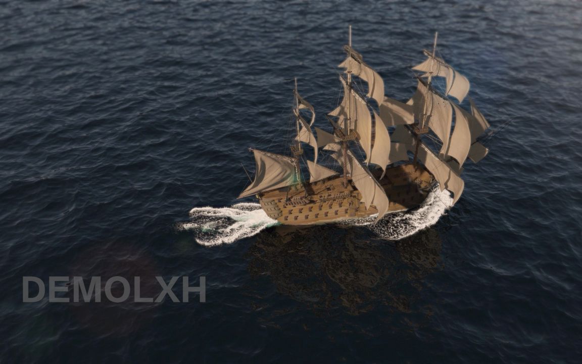 phoenix fd(火凤凰插件)3dmax/vray流体模拟电影质感西洋船航行,把...