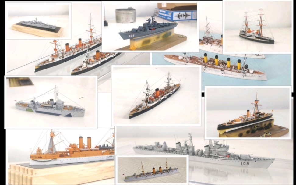 up爆肝一寒假做的1/700船模型,有铁甲舰巡洋舰北洋水师毛舰等等要素…