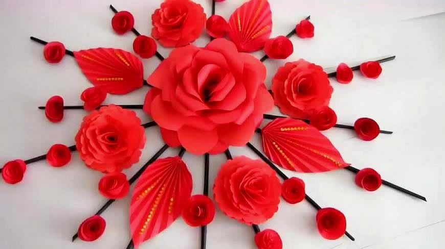 简单手工,手工制作的花朵墙面装饰,既省钱又时尚,朋友.