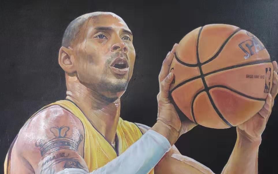 【手绘】画科比KOBE过程 进来看不会后悔~布面丙烯揉搓.