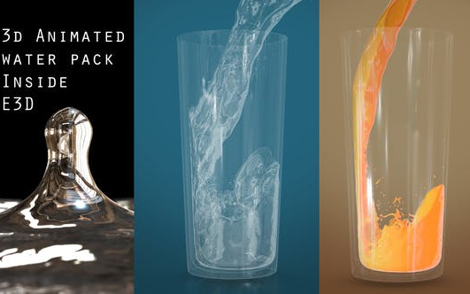 AE模板-3D液体动画水柱倒水包含5套不同的水视频模板