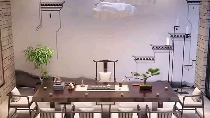 实木办公室茶桌椅组合现代家用茶几禅意原木茶桌新中式桌子泡茶台