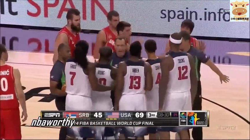 这才是美国男篮的正确打开方式,14年世界杯决赛半场血洗塞尔维亚