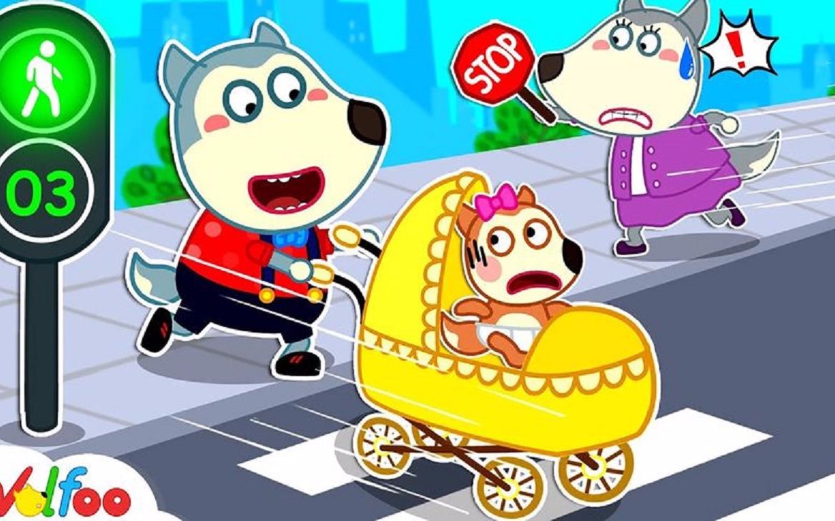 小猪儿童动画:红灯停绿灯行 过马路都需要遵守哪些交通规则 和沃夫...