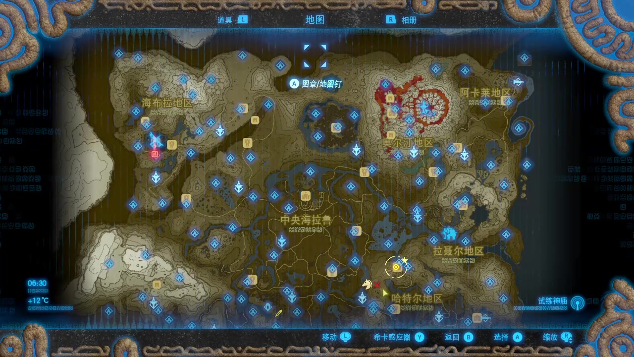 塞尔达荒野之息120神庙全地图