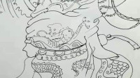 线描门神绘画过程 门神教程