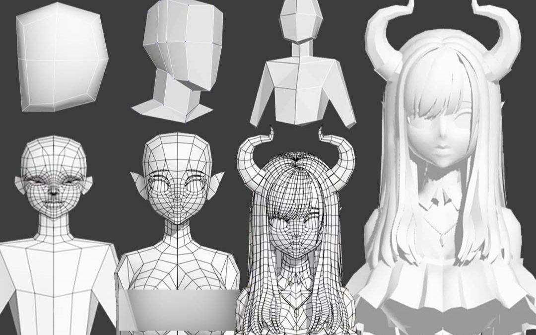 角色教学:羊角兽可爱少女布线制作,次世代女性角色建模教程,快来感受...