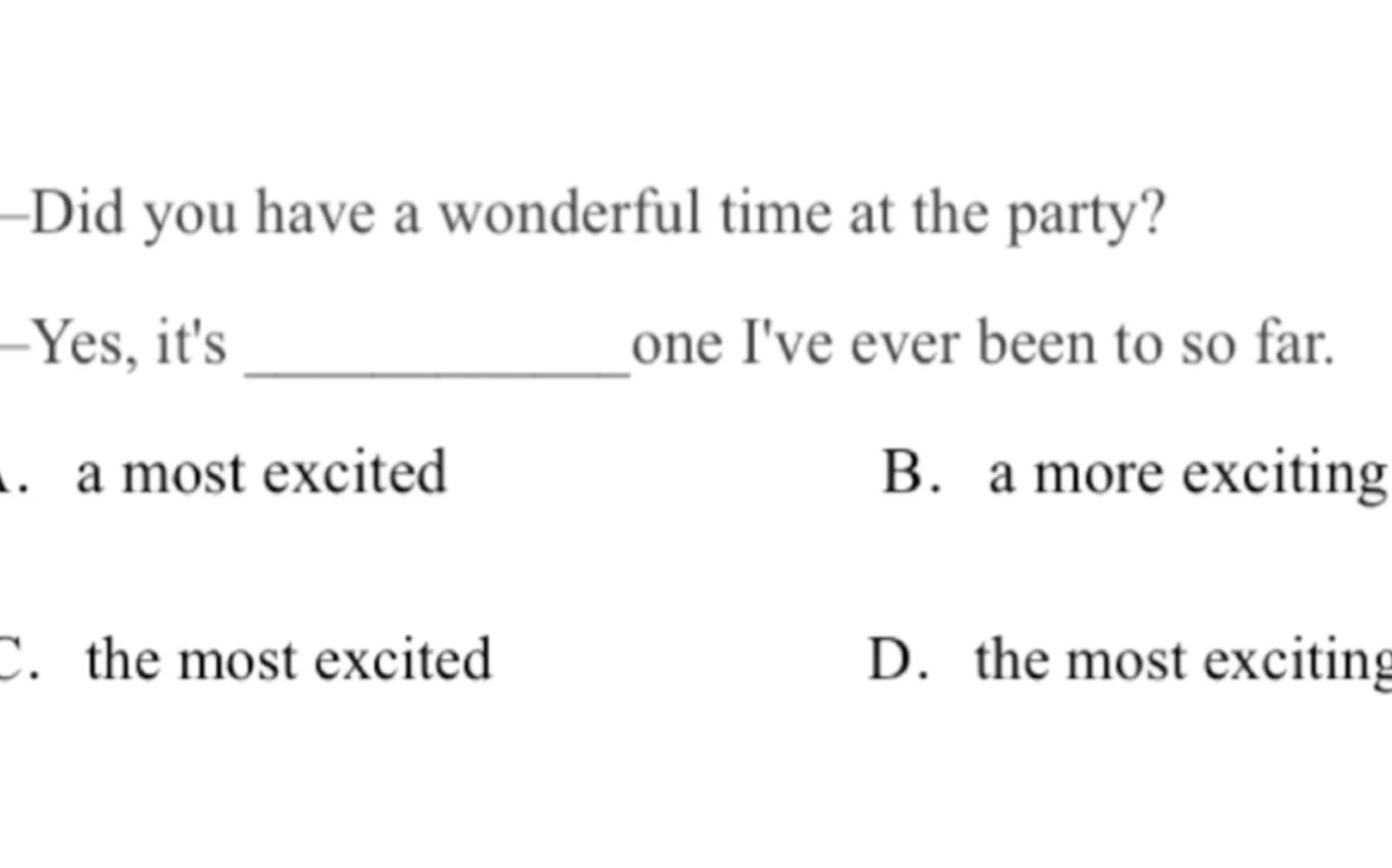 初中英语选择题,excited与exciting的处理你会吗?