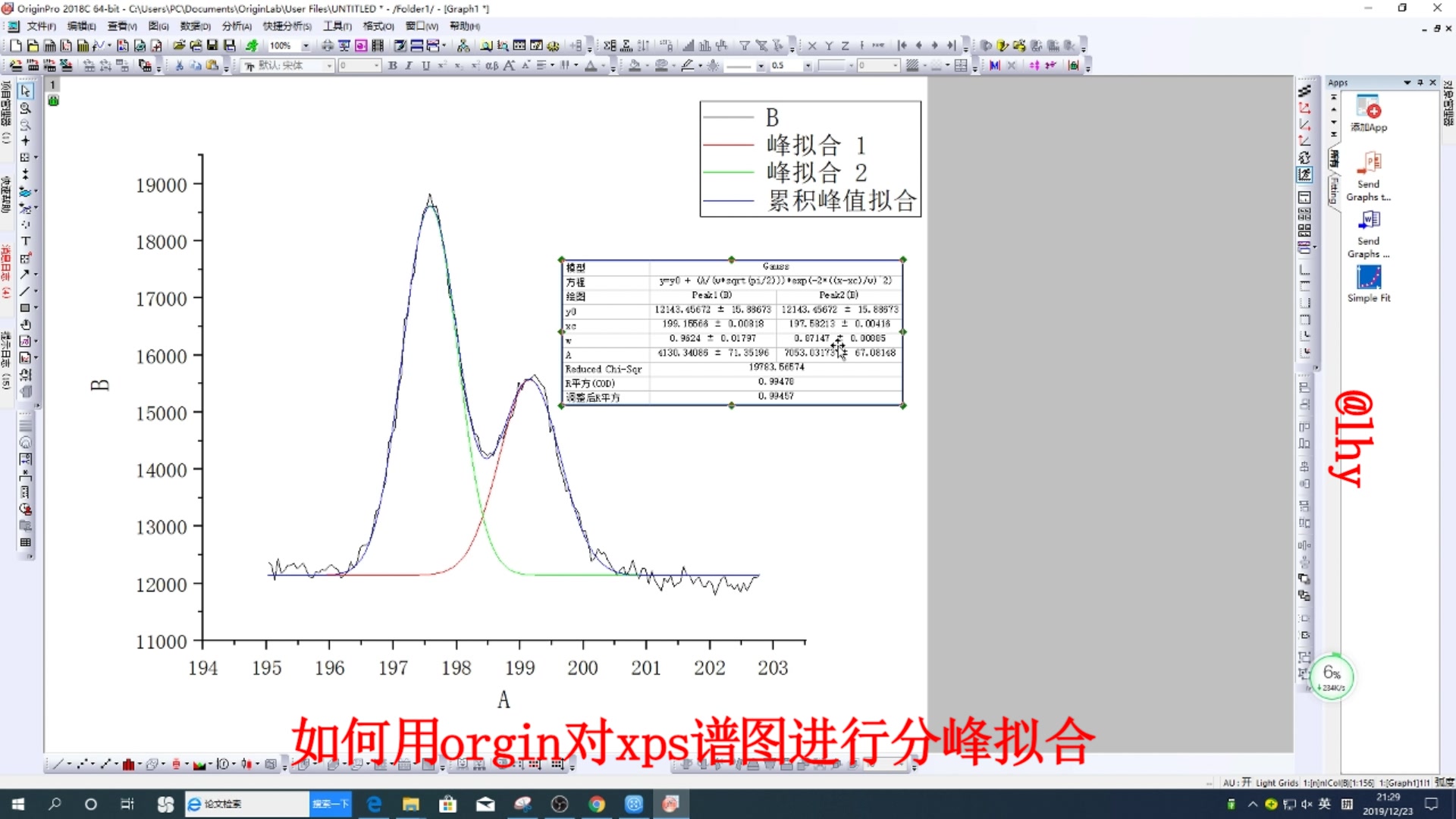 如何用origin对xps谱图进行分峰拟合