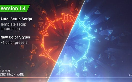 AE模板-4套音乐可视化效果的视频模板音频音谱音乐节奏音乐播放器...