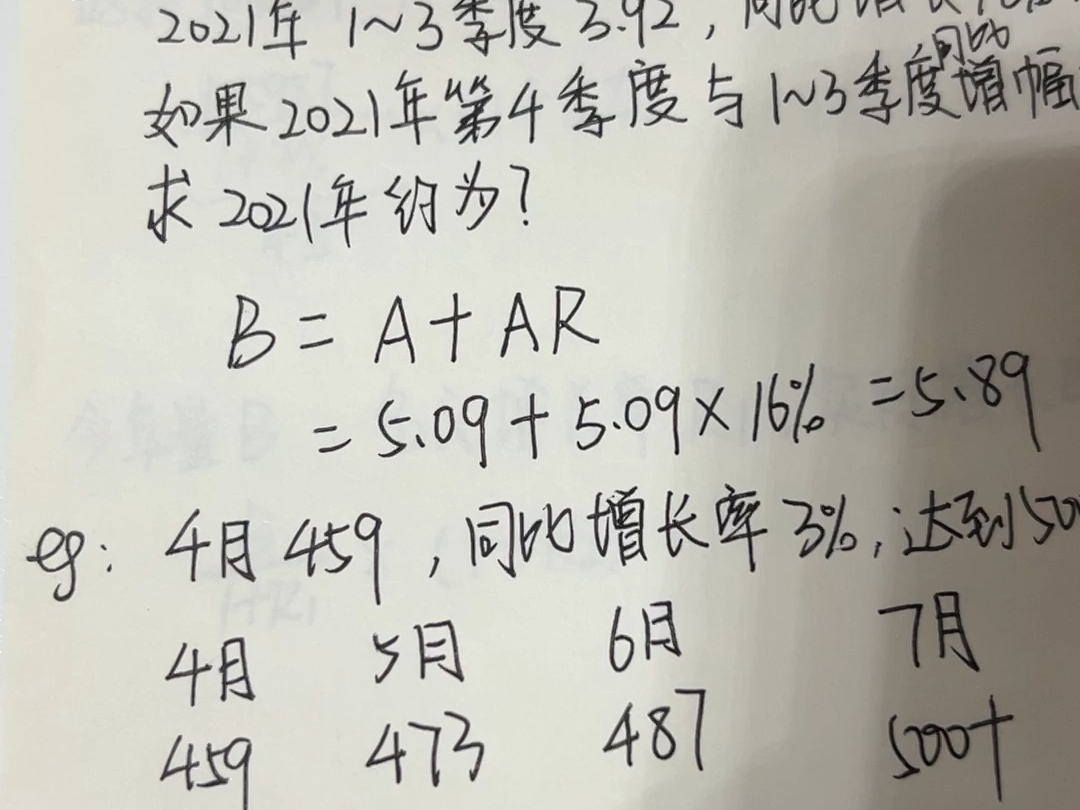现期B(3种考法)1已知增长率求后期B=A+X 2已知增速求后期X=AR B=...