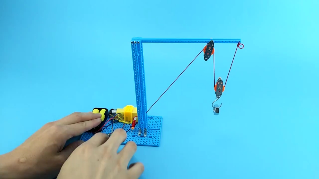 科学实验科技制作模型小学生学生玩具手工滑轮组手摇起重机DIY#科学...