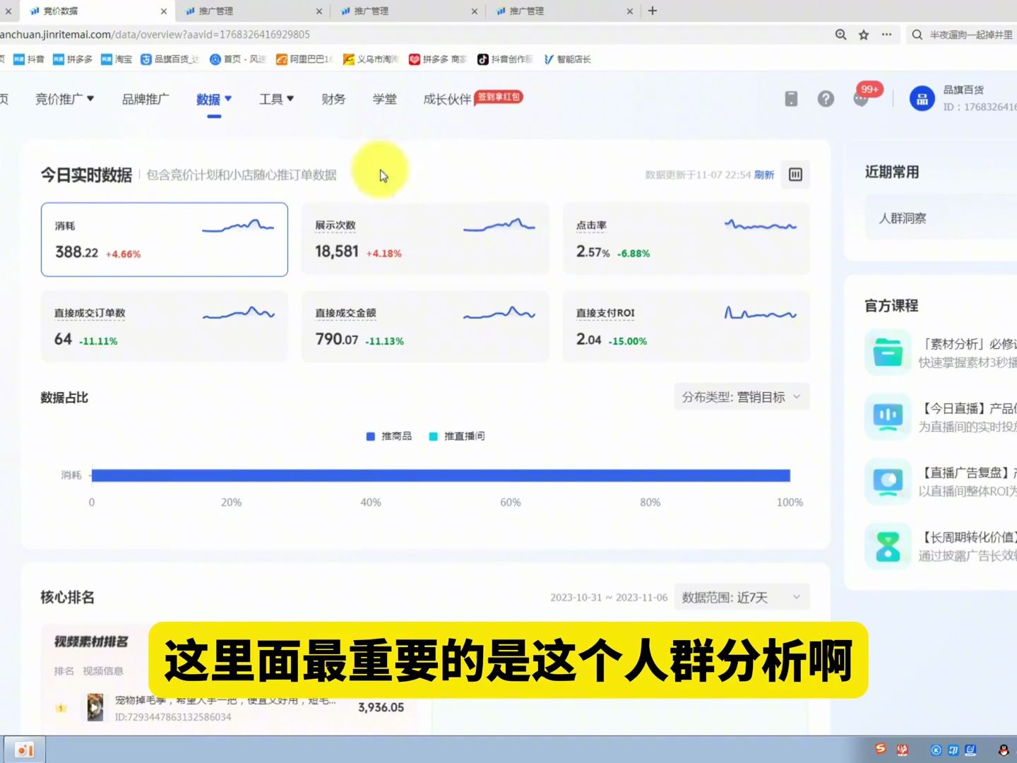 做抖店,千川投流,如何分析推广数据?不看不知道,人群跑偏了!