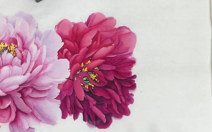 国画牡丹朱东豪 国画牡丹