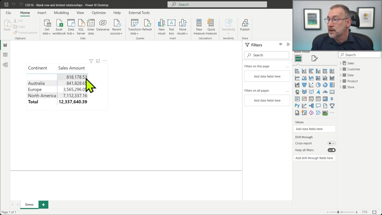 Blank row and limited relationships