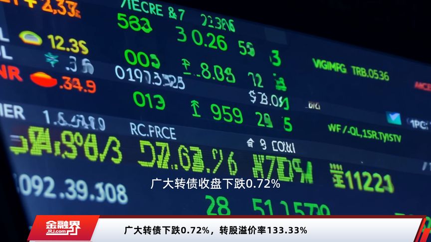 广大转债下跌0.72%,转股溢价率133.33%