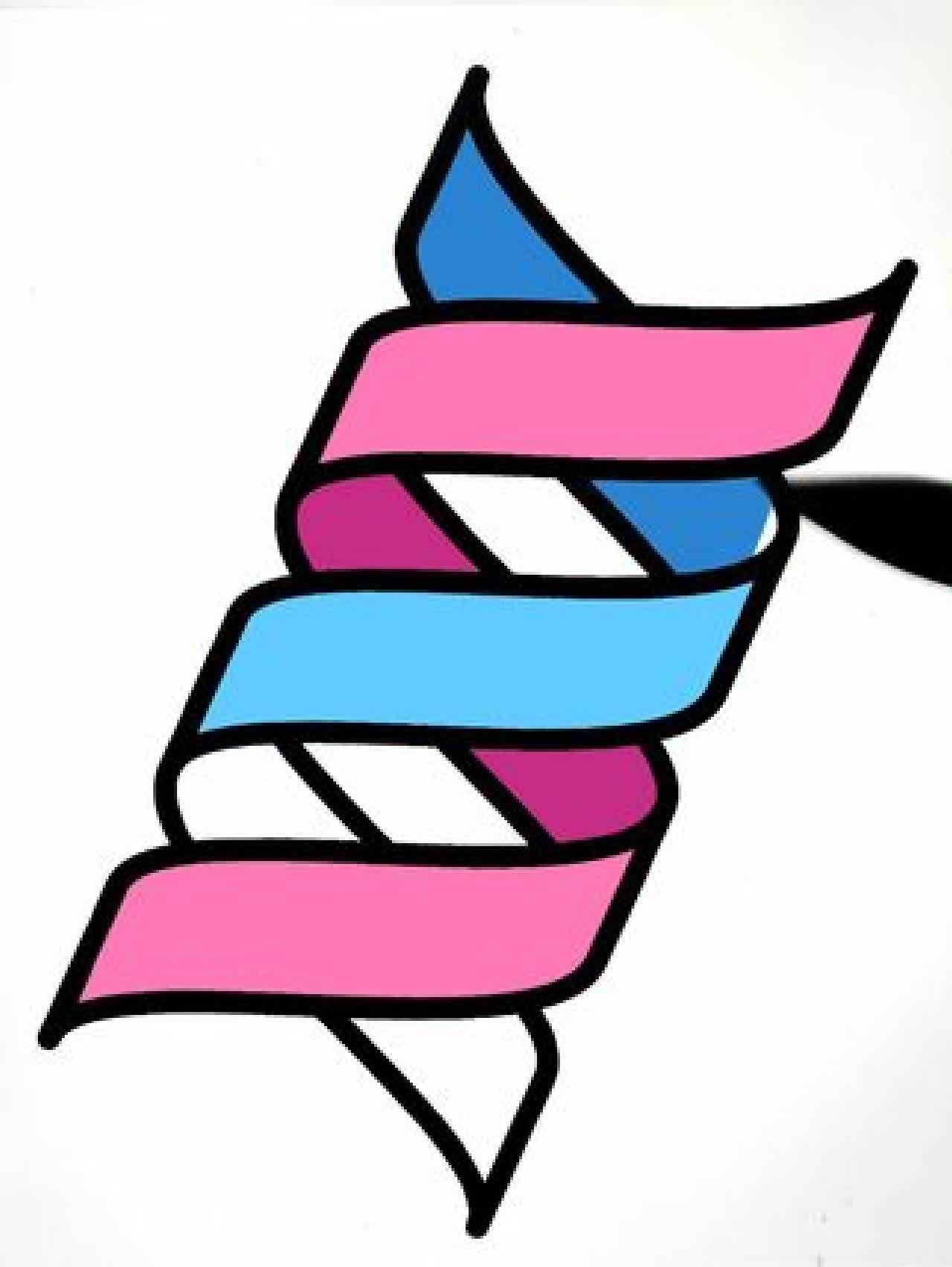 双螺旋DNA结构彩带 创意解压简笔画填色 双螺旋DNA结构彩带 创意...