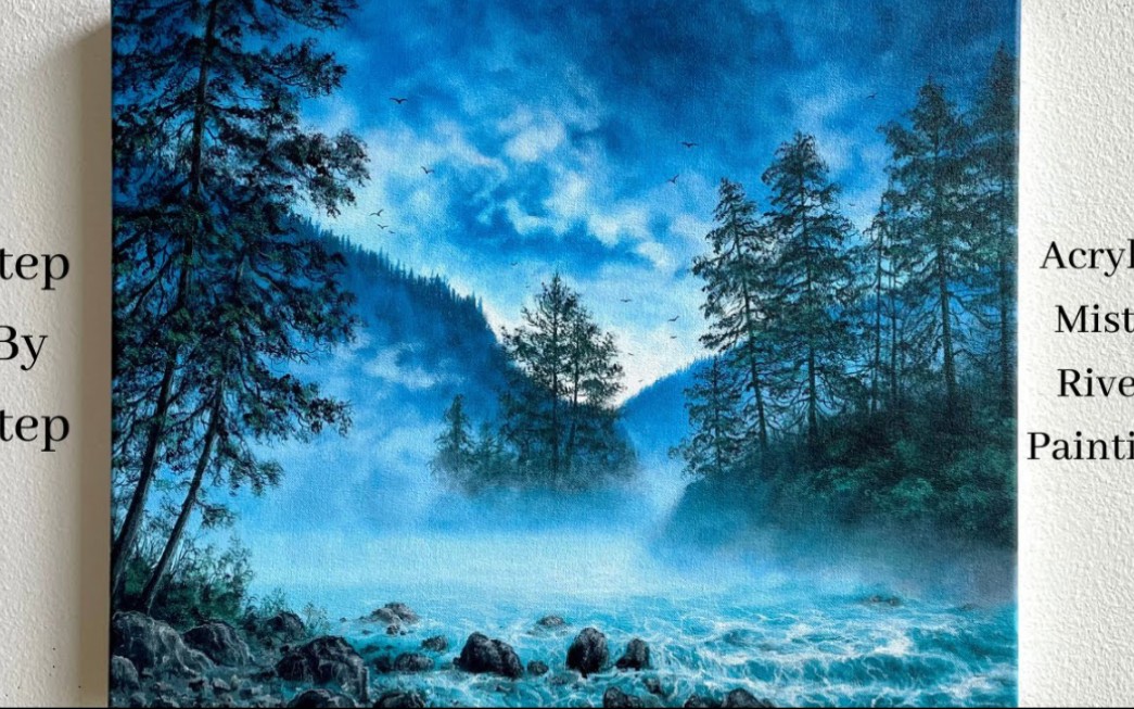 【丙烯】ColorByFeliks教你绘画逼真乌云密布森林小溪风景
